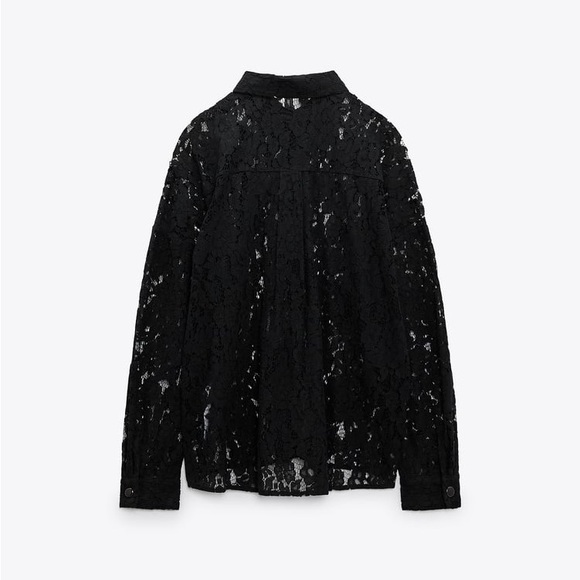 Zara | Tops | Zara Black Semisheer Lace Top | Poshmark
